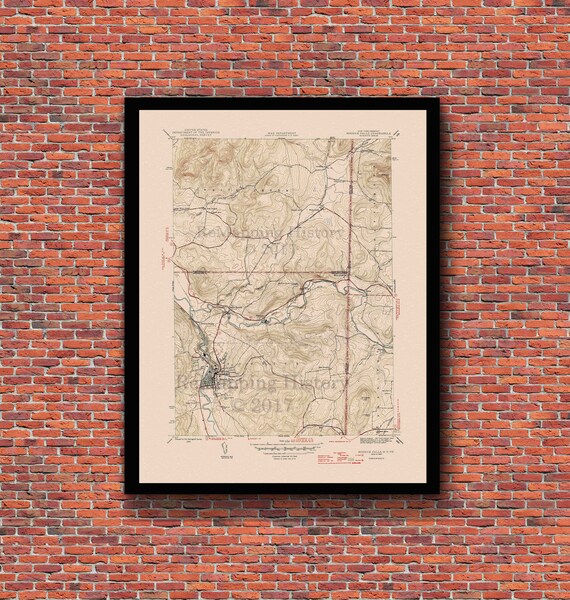 Hoosick Falls NY Restored Vintage Map 1946 | Etsy