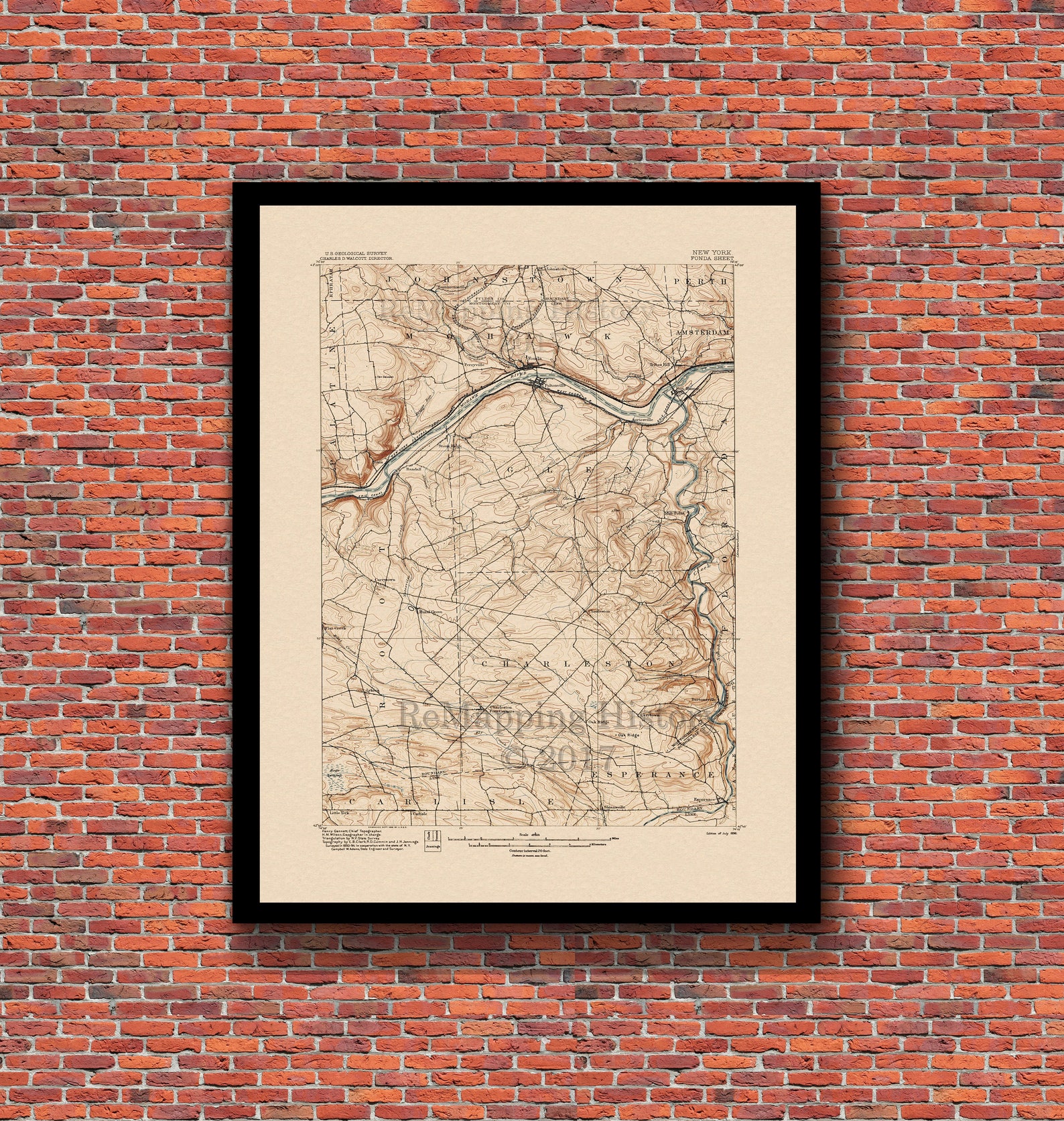 Fonda Ny And Mohawk Valley Vintage Topographic Map Etsy