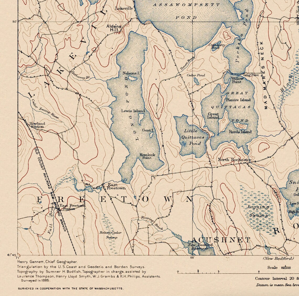 Middleboro, MA - Restored Vintage Map - Etsy