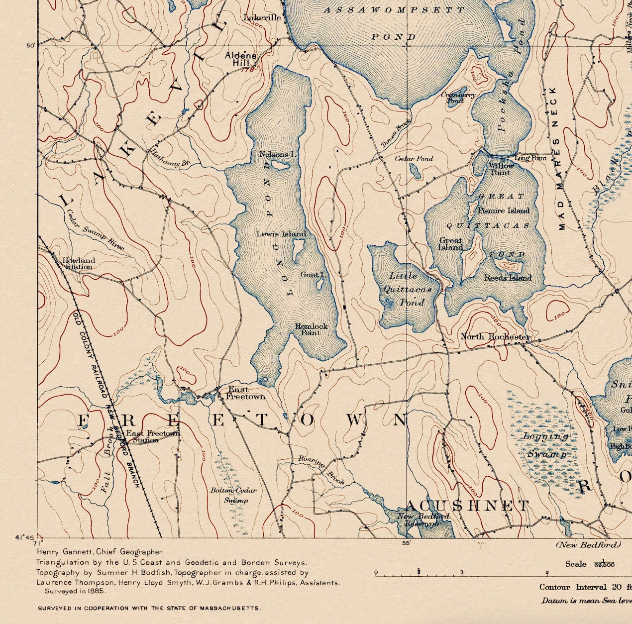 Middleboro, MA - Restored Vintage Map - Etsy