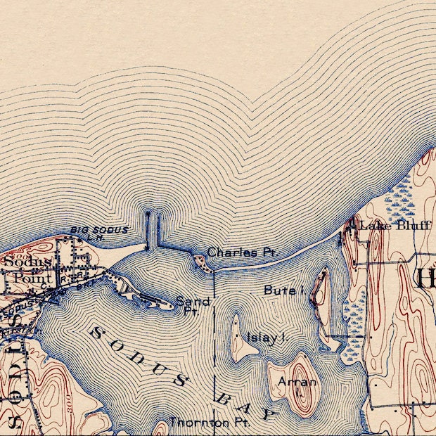 Sodus Bay, NY - Restored Vintage Map - Etsy