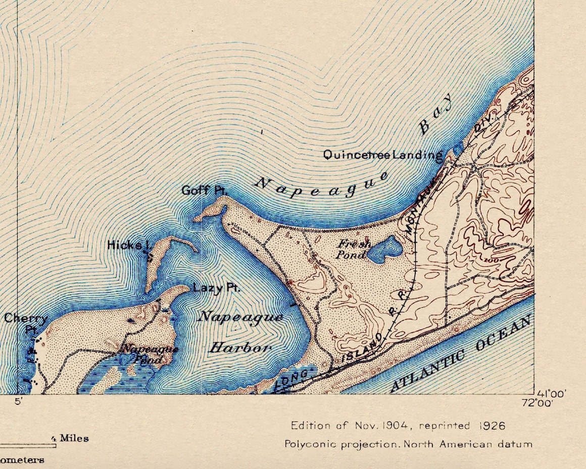 Gardiners Island, Long Island NY Vintage Map 1904/1926 - Etsy.de