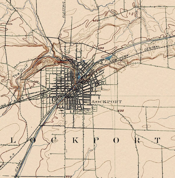 Lockport, NY - Restored Vintage Map - Etsy