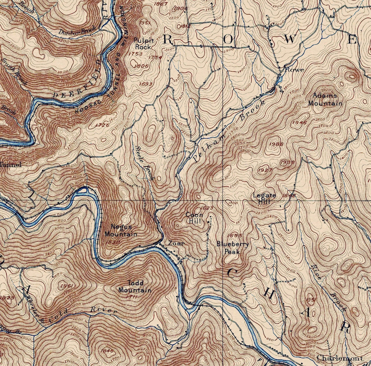 Hawley, MA - Restored Vintage Map - Etsy