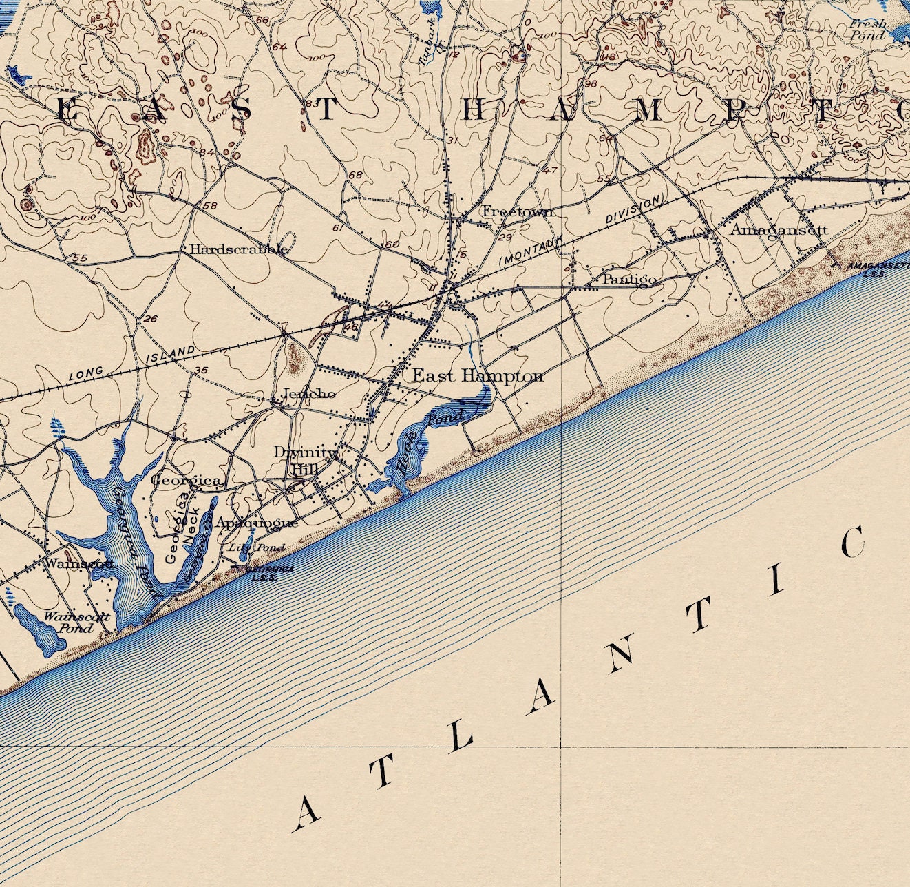 East Hampton, Long Island New York Vintage Map 1904/1938 - Etsy Hong Kong