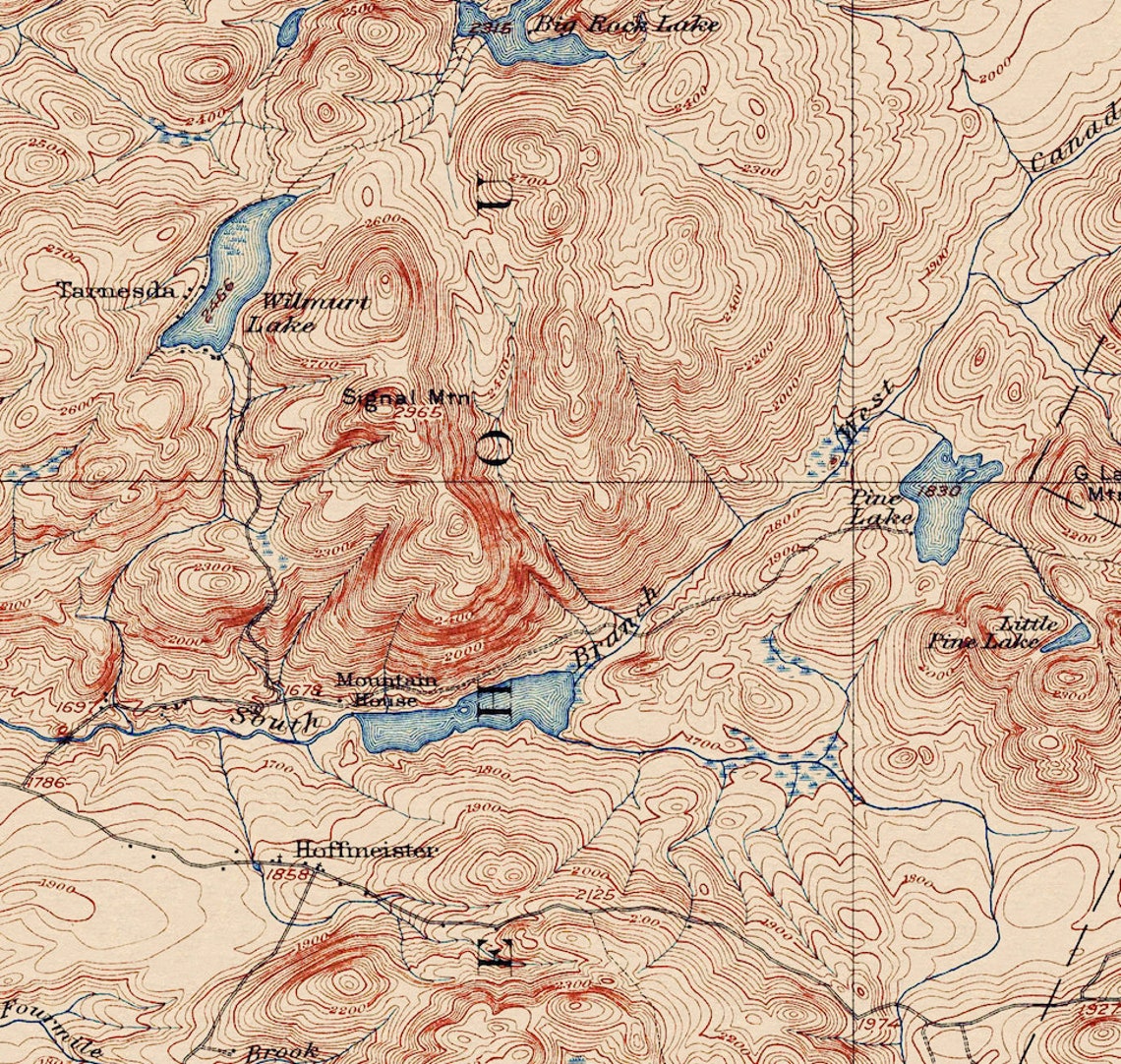 Piseco Lake, NY - Restored Vintage Map - Etsy
