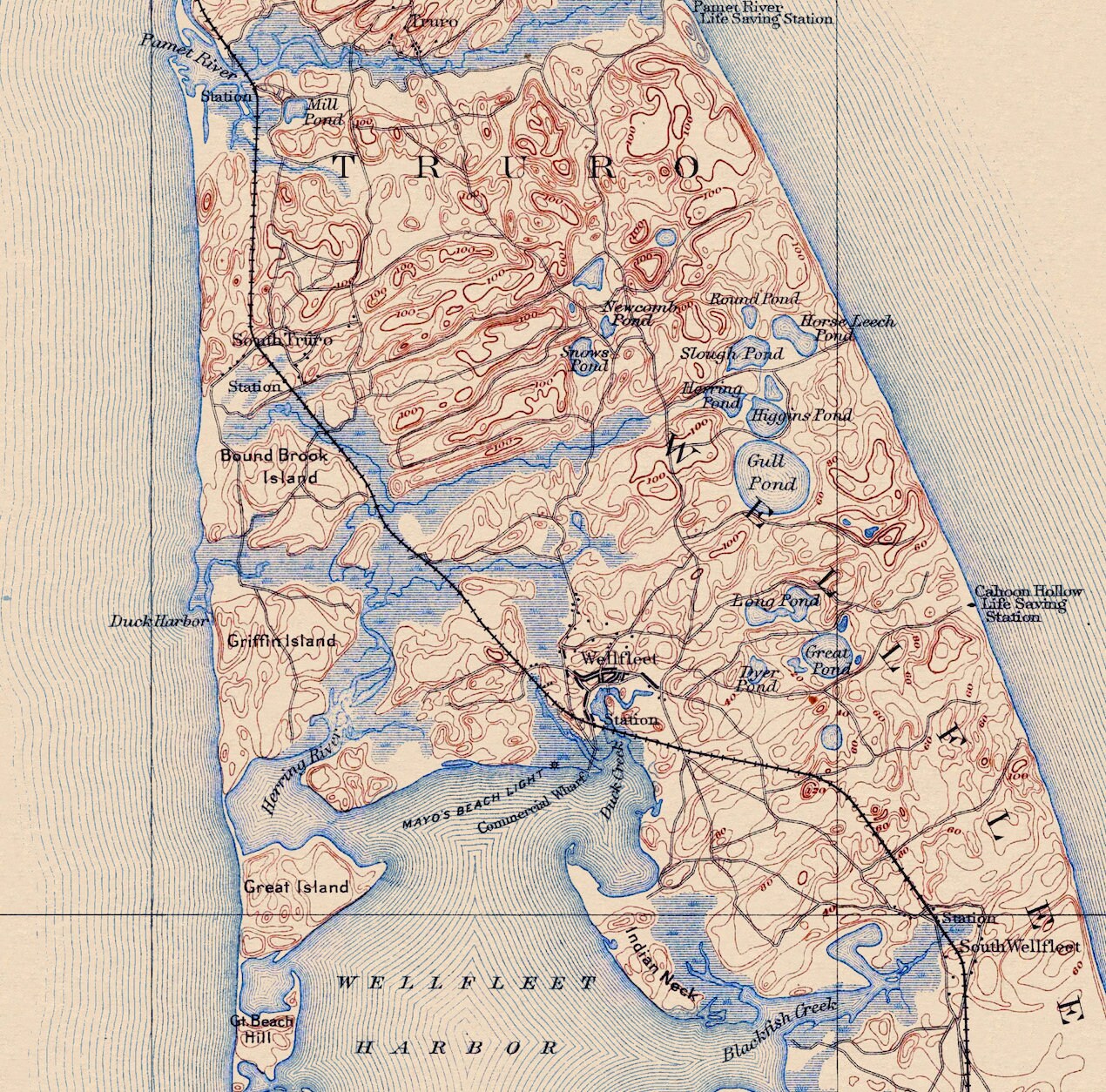 Wellfleet, MA - Restored Vintage Map - Etsy
