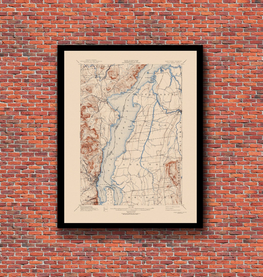 Port Henry, NY - Restored Vintage Map - Etsy