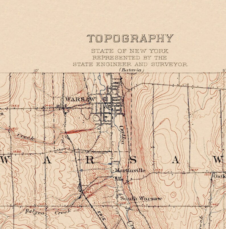 Portage, NY - Restored Vintage Map - Etsy