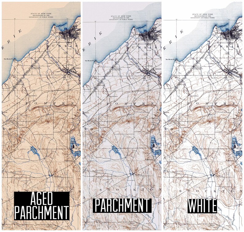 Dunkirk and Fredonia, NY Restored Vintage Map - Etsy