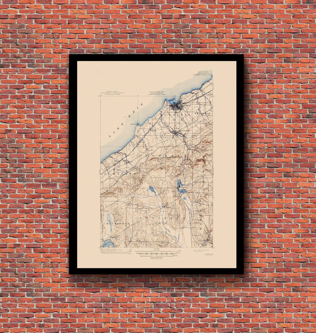 Dunkirk and Fredonia, NY - Restored Vintage Map - Etsy