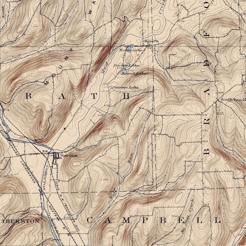 Hammondsport, NY - Restored Vintage Map - Etsy