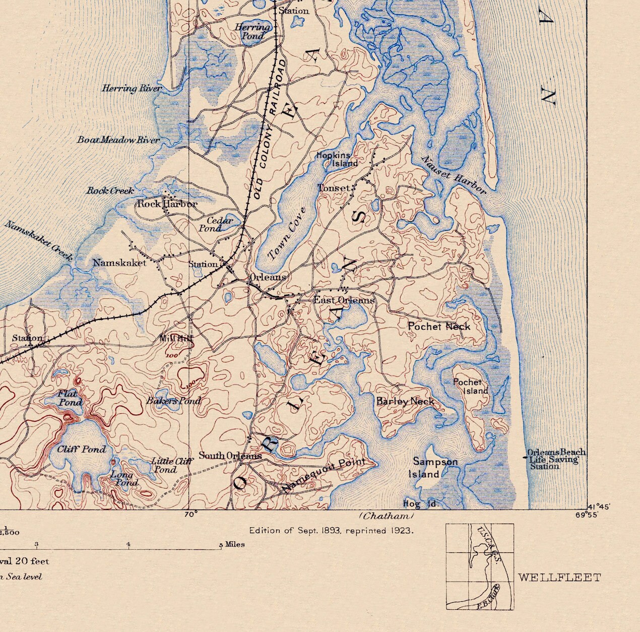 Wellfleet, MA - Restored Vintage Map - Etsy