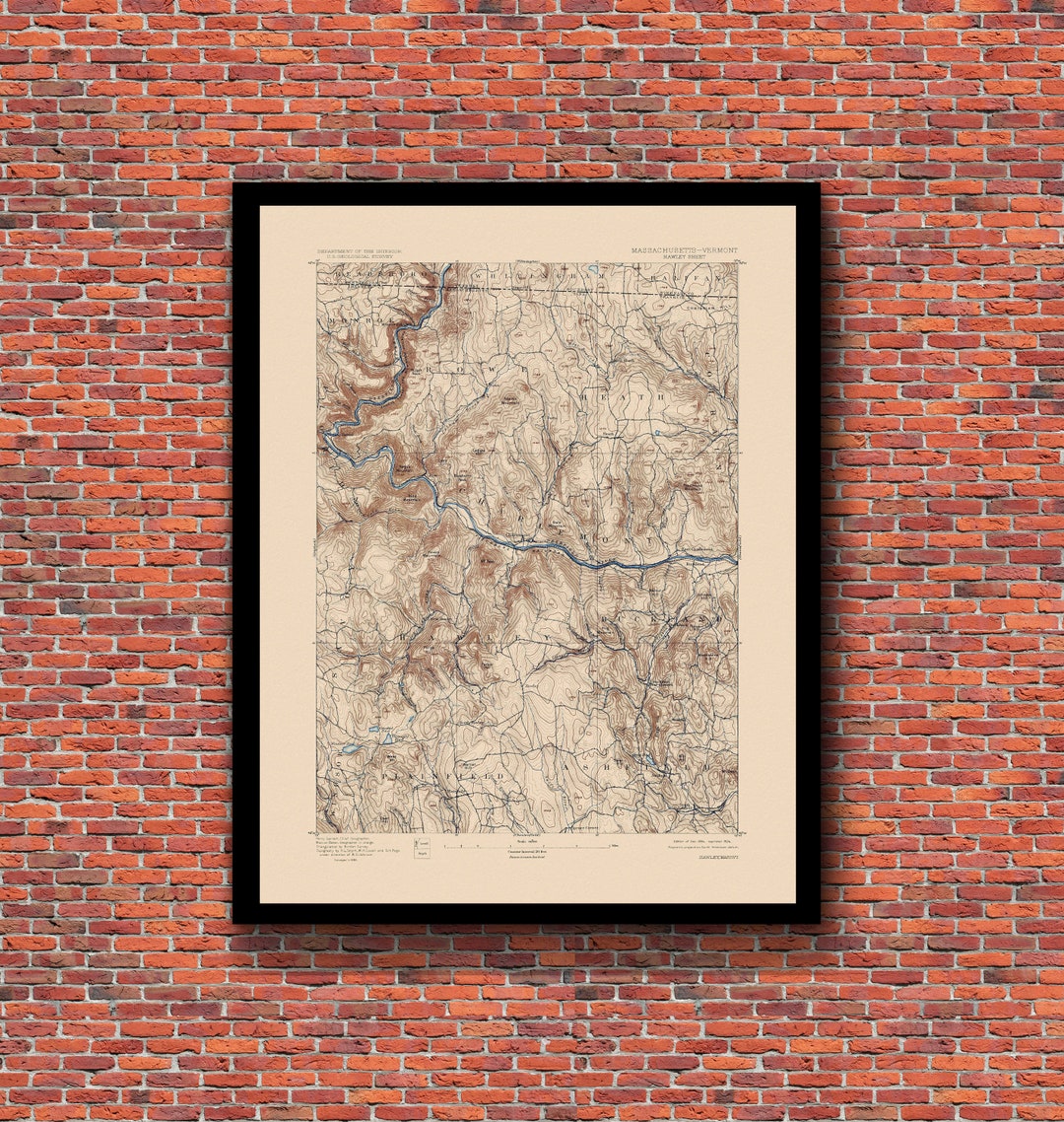 Hawley, MA - Restored Vintage Map - Etsy