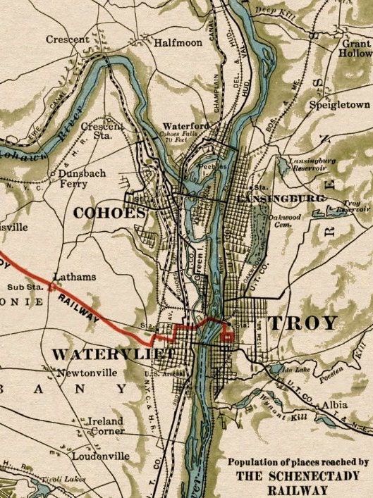 Schenectady Railway - Capital Region Vintage Map (albany, Schenectady ...
