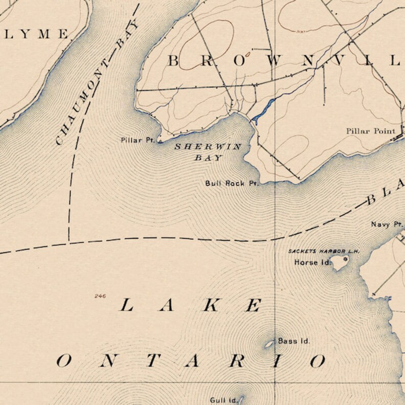 Sackets Harbor, NY - Restored Vintage Map - Etsy