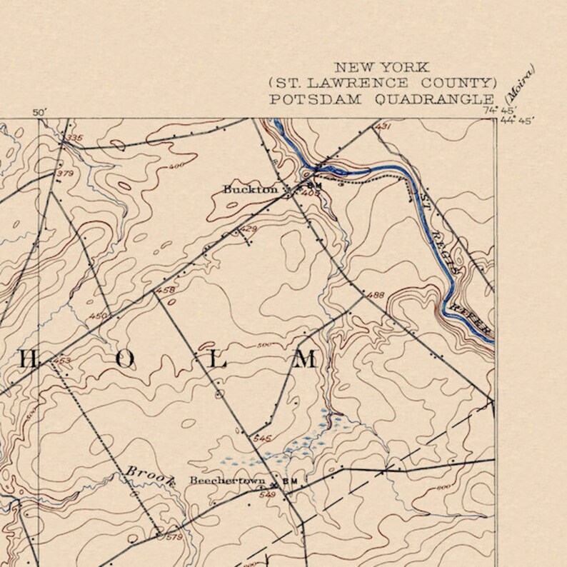 Potsdam, NY - Restored Vintage Map - Etsy