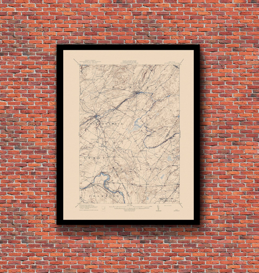 Antwerp, NY - Restored Vintage Map - Etsy