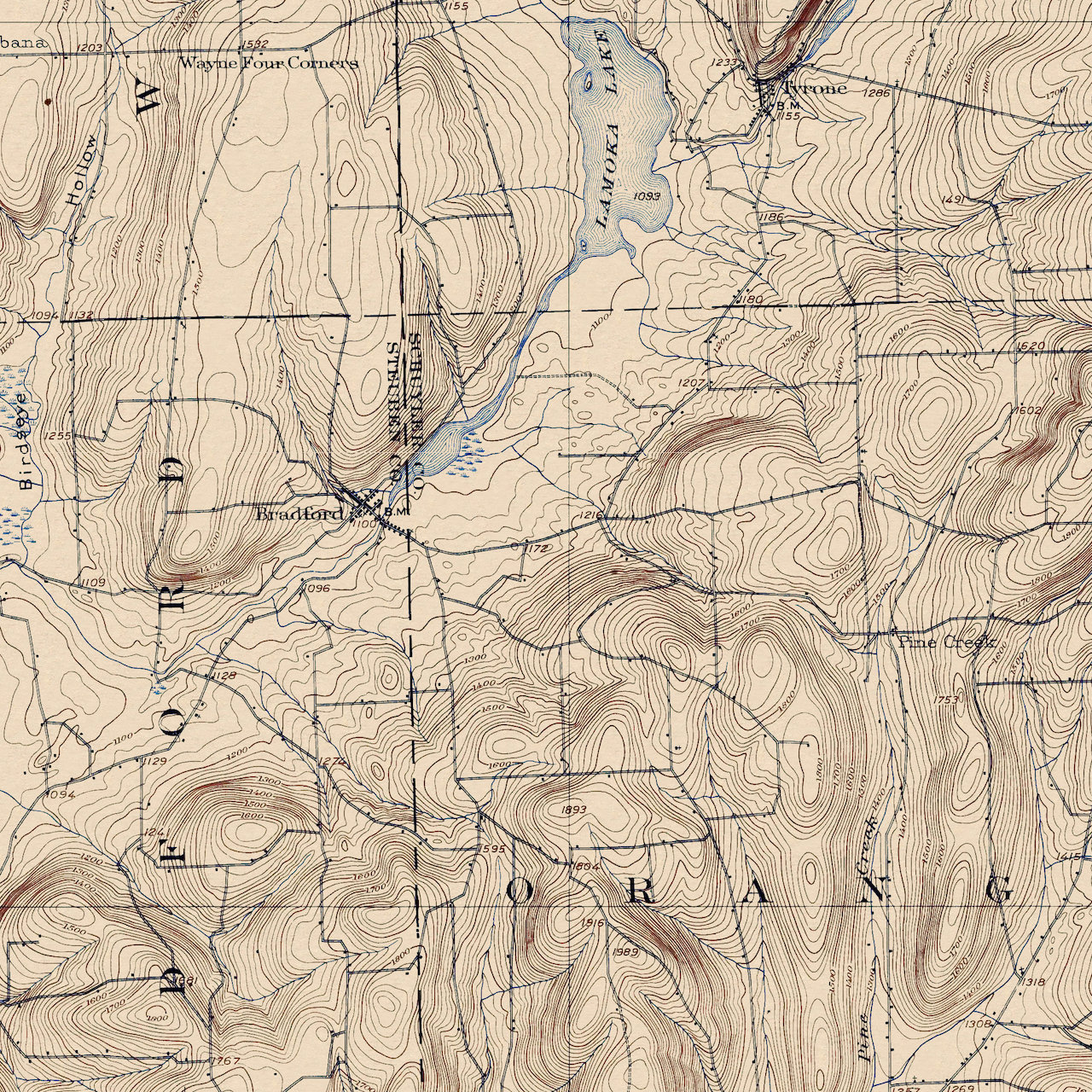 Hammondsport, NY - Restored Vintage Map - Etsy