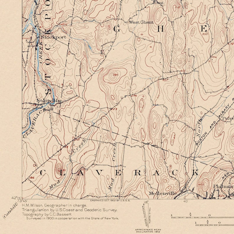 Kinderhook NY Restored Vintage Map - Etsy