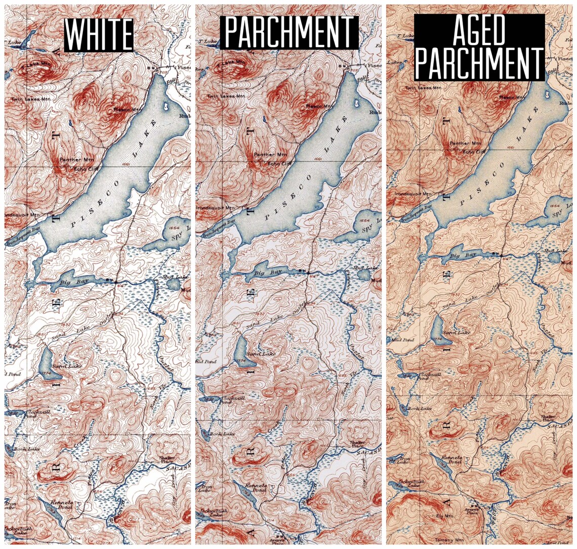 Piseco Lake, NY - Restored Vintage Map - Etsy