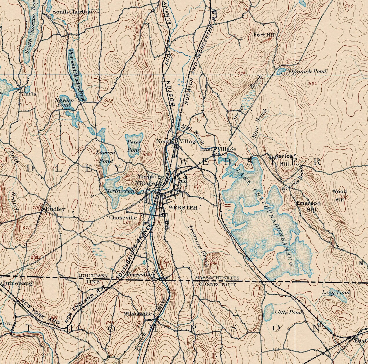 Webster, MA Restored Vintage Map - Etsy