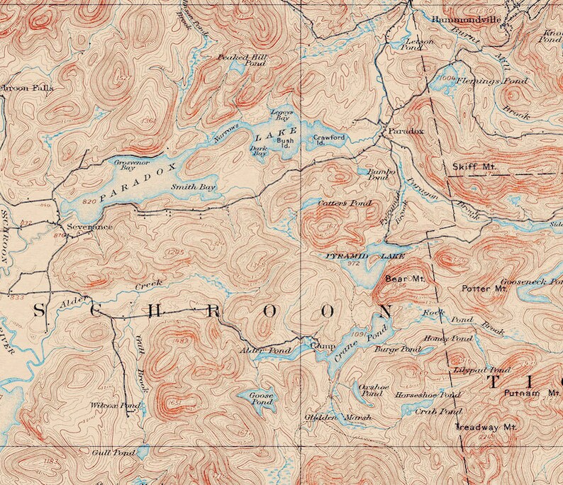 Paradox Lake, NY - Restored Vintage Map - Etsy