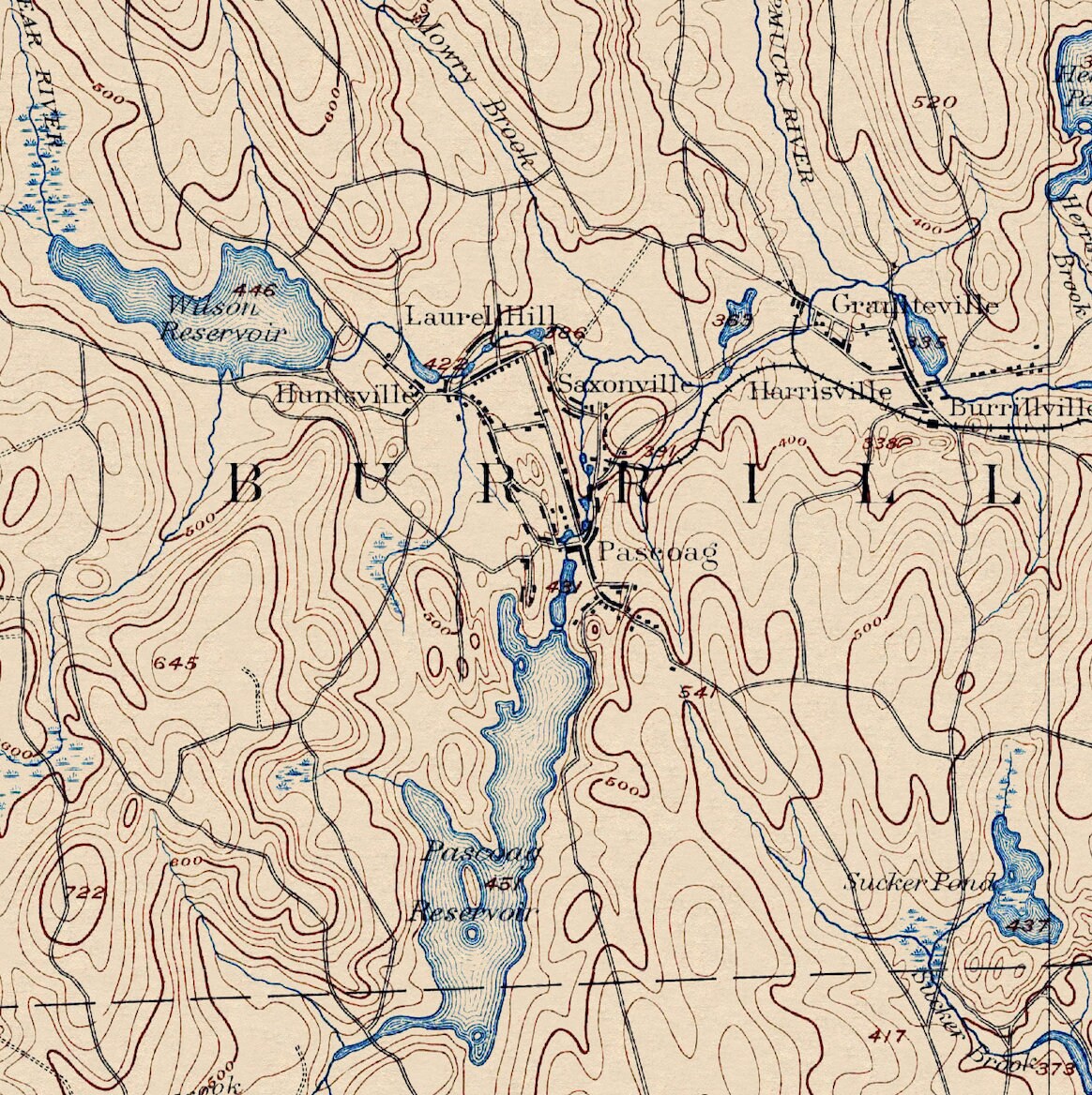 Burrillville RI Restored Vintage Map - Etsy
