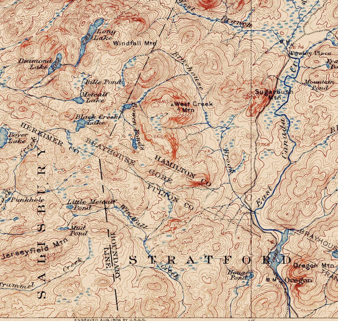 Piseco Lake, NY - Restored Vintage Map - Etsy