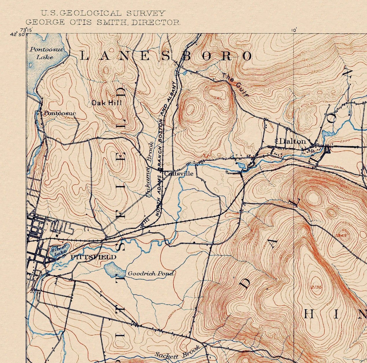 Becket, MA Restored Vintage Map - Etsy