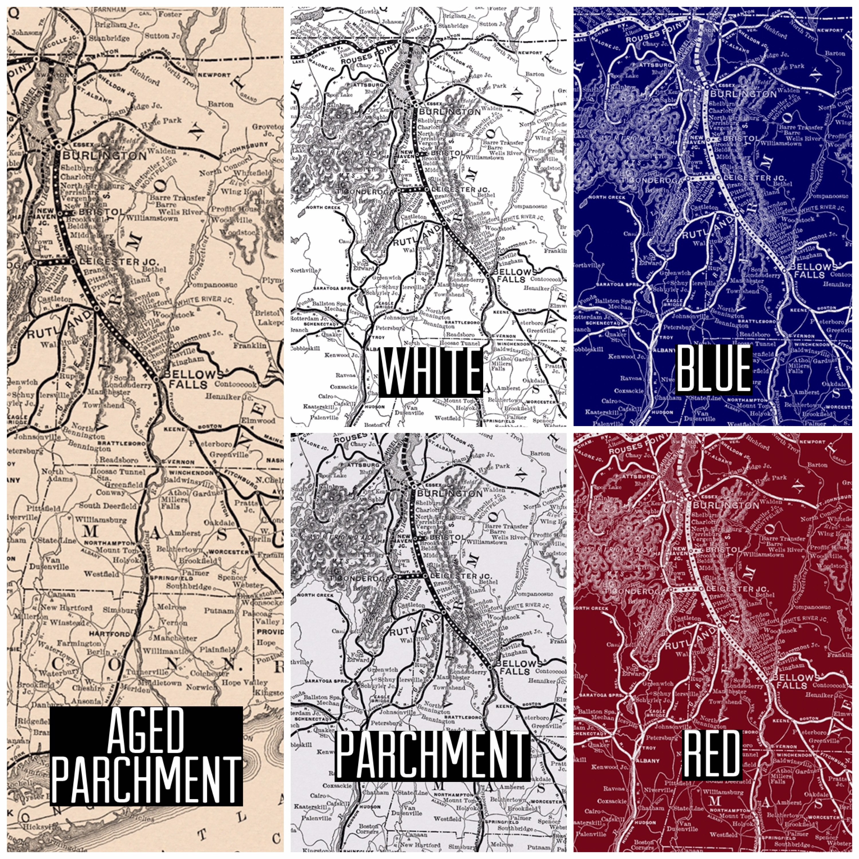 Rutland Railroad Vintage Map - Etsy