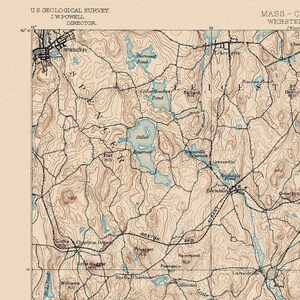 Webster, MA - Restored Vintage Map - Etsy