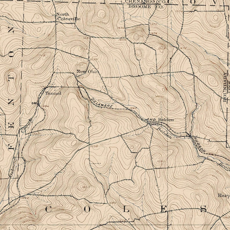 Nineveh, NY - Restored Vintage Map - Etsy