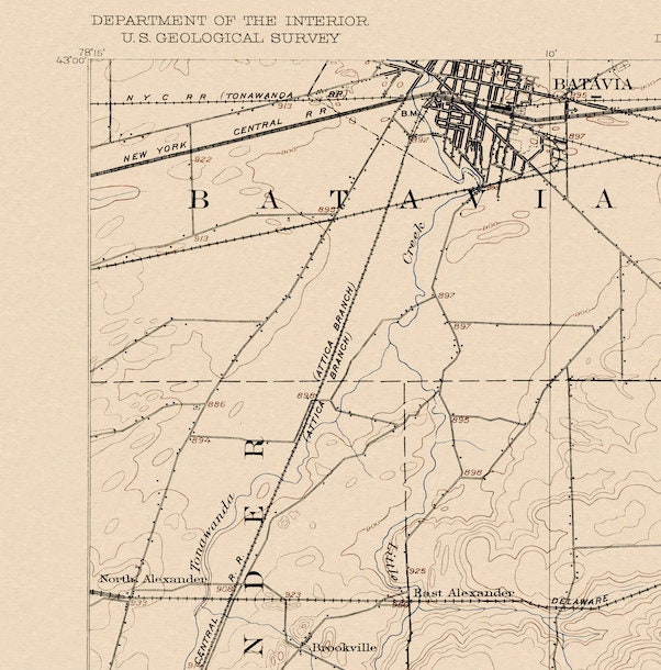 Batavia, NY Restored Vintage Map - Etsy