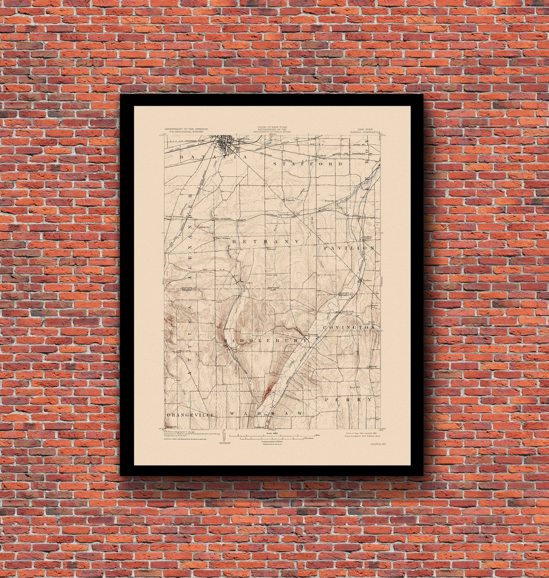 Batavia, NY - Restored Vintage Map - Etsy