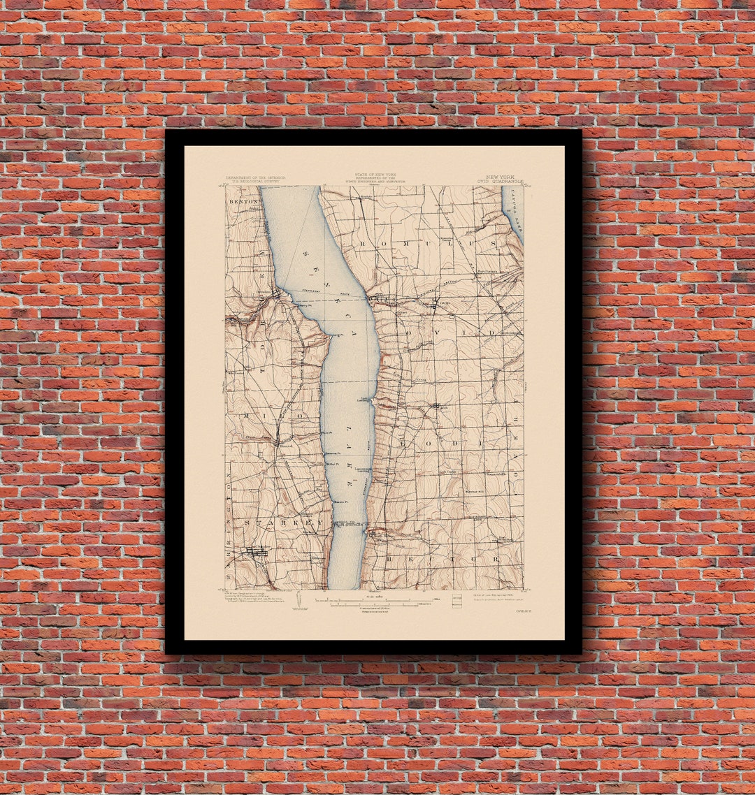 Ovid, NY - Restored Vintage Map - Etsy