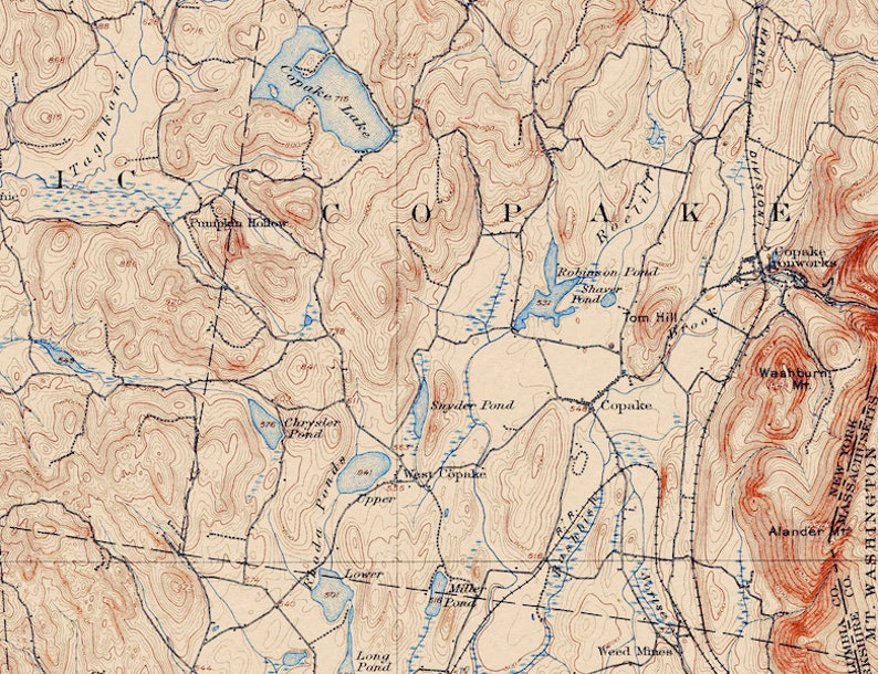 Copake, NY - Restored Vintage Map - Etsy