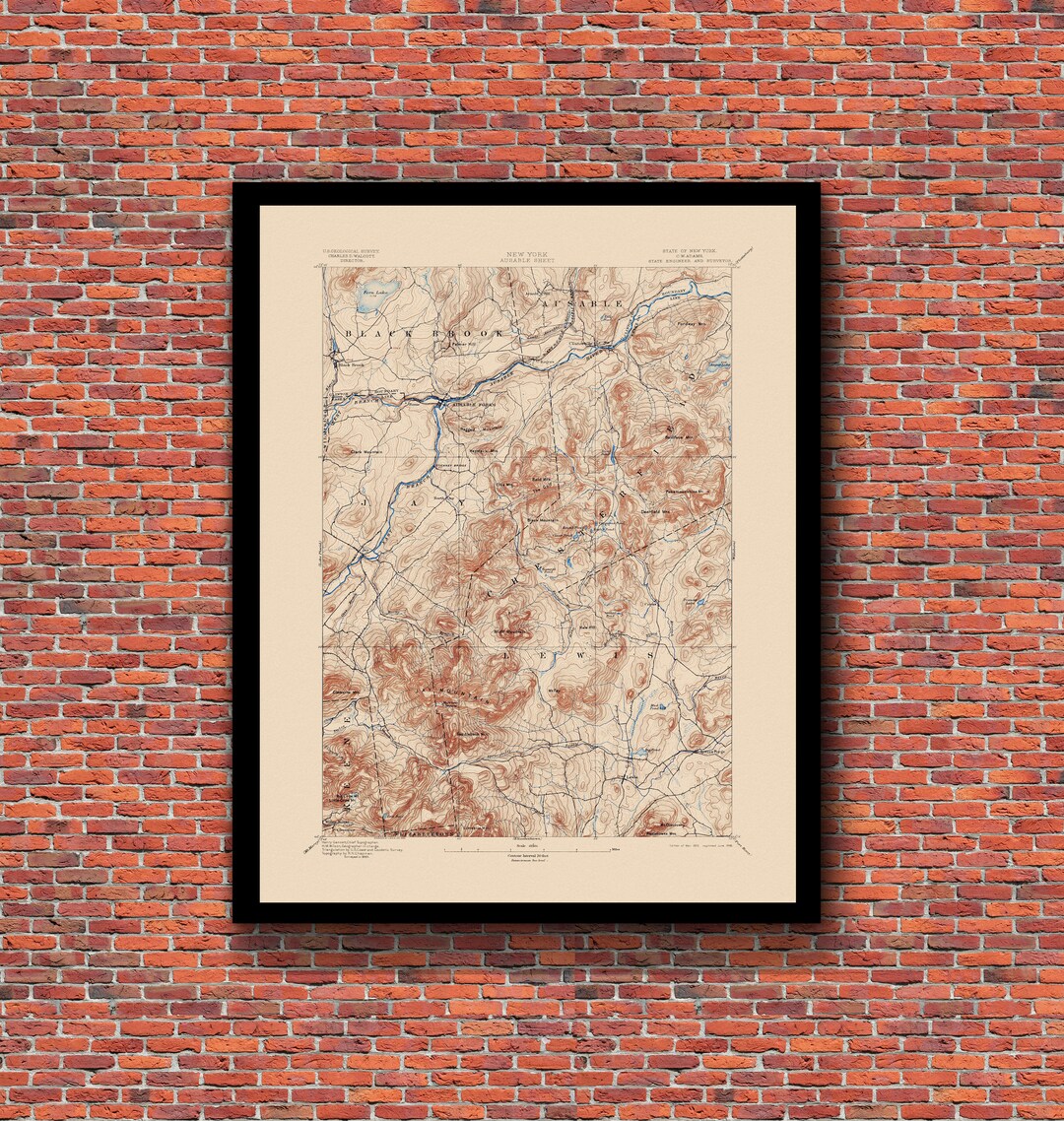 Ausable, NY - Restored Vintage Map (adirondacks, Jay Peak, Ausable ...