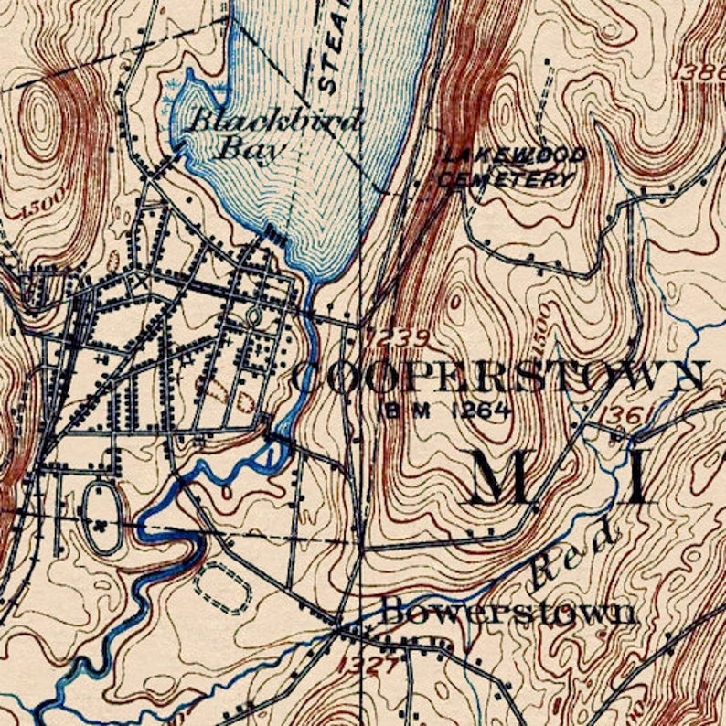Cooperstown, NY - Restored Vintage Map - Etsy