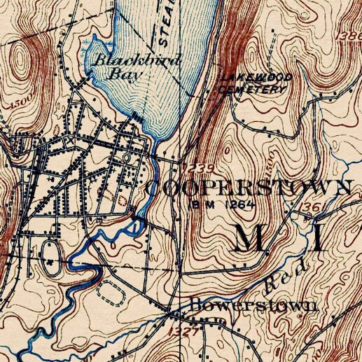 Cooperstown, NY - Restored Vintage Map - Etsy