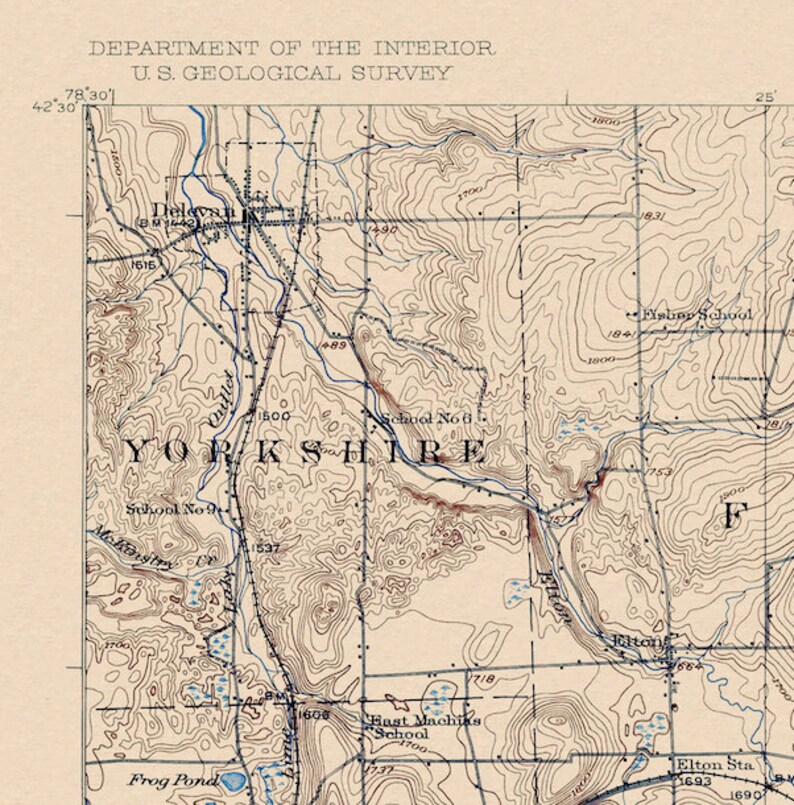 Franklinville, NY - Restored Vintage Map - Etsy