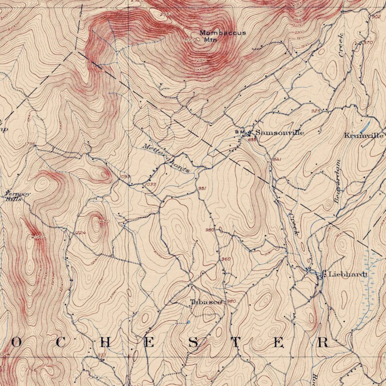 Slide Mountain, NY Restored Vintage Map - Etsy