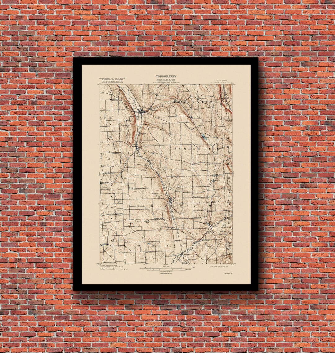 Moravia, NY - Restored Vintage Map - Etsy