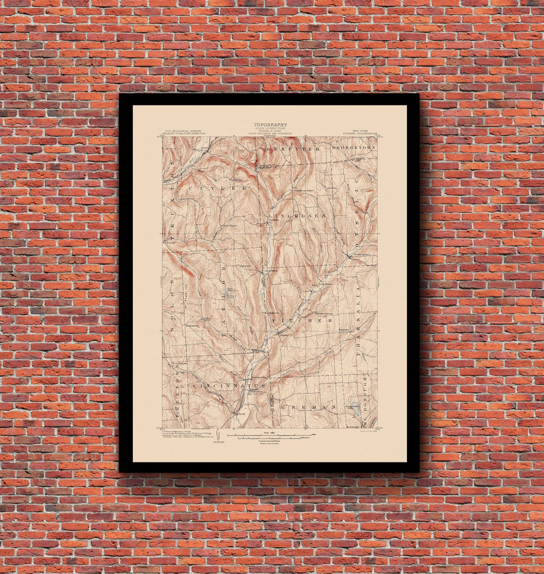 Pitcher, NY - Restored Vintage Map - Etsy