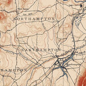 Northampton, MA - Restored Vintage Map - Etsy