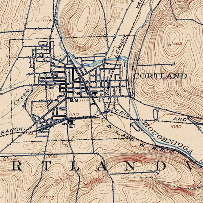 Cortland NY Restored Vintage Map - Etsy