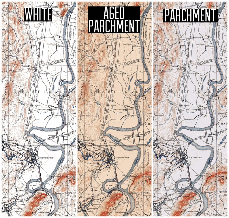 Northampton, MA - Restored Vintage Map - Etsy