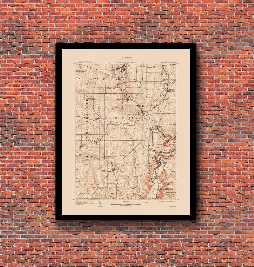 Portage, NY - Restored Vintage Map - Etsy