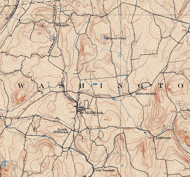 Millbrook, NY Restored Vintage Map - Etsy