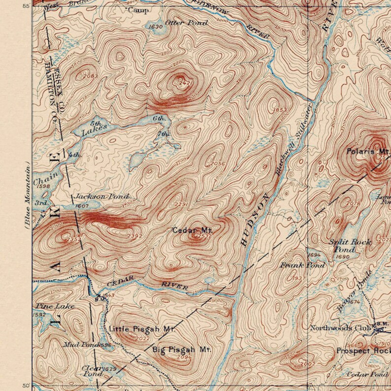 Newcomb, NY - Restored Vintage Map - Etsy
